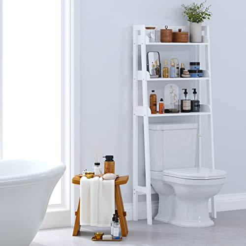 UTEX 3-Shelf Bathroom Organizer Over The Toilet, 3-Tier Bathroom Shelf Over The Toilet, Bathroom Spacesaver (White)