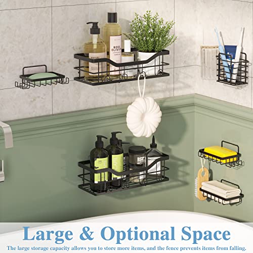 Z&L HOUSE 6 Pack Shower Caddy Organizer, Adhesive Shower Shelves with 1 Cup Holder, 3 Soap Holder, Extra Large Capacity No Drilling Shower Shelf for Inside Shower