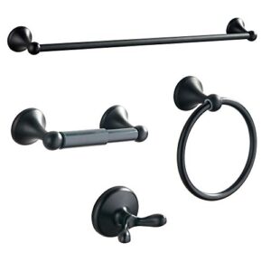 bgl bathroom hardware set, matte black adjustable expandable towel bar 4-piece bathroom accessory set wall mounted robe hook toilet paper holder towel ring towel bar