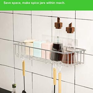 SMARTAKE 2-Pack Shower Caddy, Rustproof Bathroom Shelf Organizer with Hooks for Hanging Razor Sponge Brush, SUS304 Stainless Steel Wall Rack for Dorm, Toilet, Bath and Kitchen, Silver