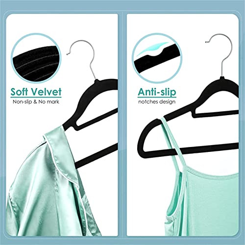 Velvet Garment Hanger, Non-Slip Hanger, Space Saving Clothes Hanger, Heavy Duty Adult Hanger with 360° Swivel Hook, Pack of 30 (2)