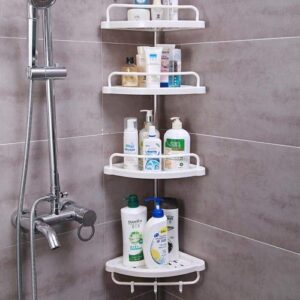 FVLFIL Constant Tension Shower Caddy, Commecial Grade Rustproof Pole + FRPP Tray