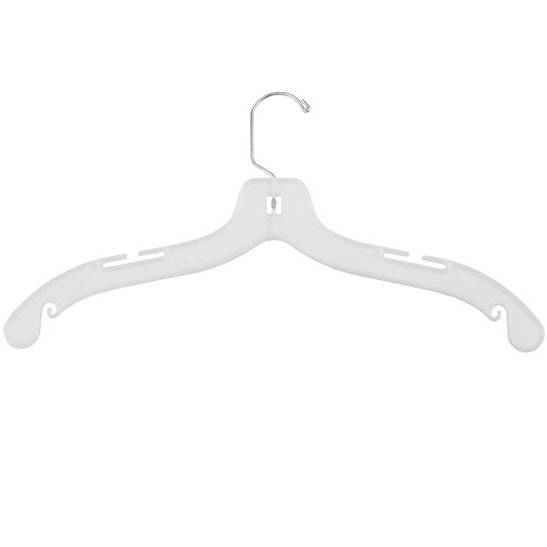 NAHANCO 1505R Plastic Dress Hangers with Molded Shoulders, Middle Heavy Weight, 17", White (Pack of 100)