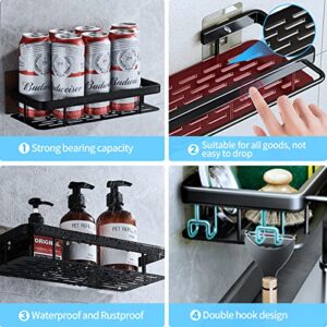 AmtoPm Shower Caddy, 3 Pack Shower Shelves Adhesive with Soap Holder, Rustproof Bathroom Shower Organizer for Inside Shower&Kitchen Storage Shelf Black