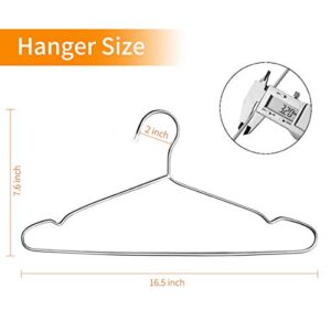 YIKALU Wire Hangers 50 Pack Coat Hangers Strong Heavy Duty Stainless Steel Metal Hangers 16.5 Inch Ultra Thin Space Saving Clothes Hangers