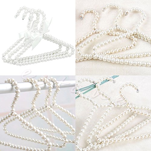 A&S Creavention Luxury Plastic Pearl Hanger for Baby, Small Dog or Cat Clothing (5pcs, White)