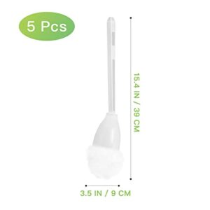 Tofficu 5Pcs Toilet Bowl Brush Soft Swab Toilet Brush Toilet Scrubber Cleaning Brush Dead Corner Cleaners Toilet Bowl Mop for Home Washroom Bathroom Accessories （White）