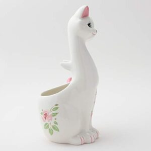 Sunart SAN1708 Cute Miscellaneous Goods, Lovely Pottery Cat Toilet Brush Holder, Toilet Brush Included, Width 5.1 inches (13 cm), Pink