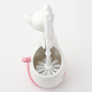 Sunart SAN1708 Cute Miscellaneous Goods, Lovely Pottery Cat Toilet Brush Holder, Toilet Brush Included, Width 5.1 inches (13 cm), Pink