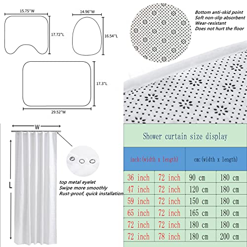 Dinosaur Shower Curtain 3D Printed, Jurassic 4Pcs Bathroom Decor Set, with Non-Slip Rug, Toilet Lid Cover and Bath Mat, Durable Waterproof Bath Curtain with 12 Hooks-59" X 72"