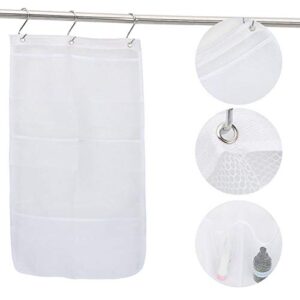 Hanging Mesh Bath Shower Caddy Organizer with 6 Clear Storage Pockets, 3 Hooks, Space Saving Organizer Bathroom Accessories (2#)