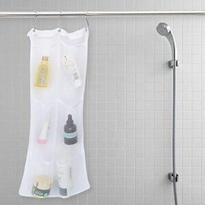 Hanging Mesh Bath Shower Caddy Organizer with 6 Clear Storage Pockets, 3 Hooks, Space Saving Organizer Bathroom Accessories (2#)