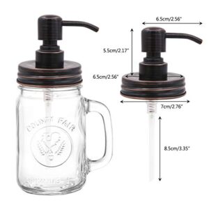 Apol 2 Pcs Stainless Steel Lid Bathroom Accessories Set,Bronzed Mason Jar Hand Soap Dispenser Lid with Pump and 4-Holes Toothbrush Holder Lid for Bathroom Kitchen Farmhouse Mason Jar Decor