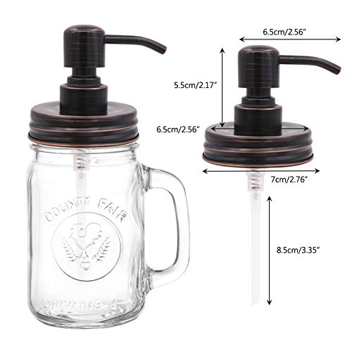 Apol 2 Pcs Stainless Steel Lid Bathroom Accessories Set,Bronzed Mason Jar Hand Soap Dispenser Lid with Pump and 4-Holes Toothbrush Holder Lid for Bathroom Kitchen Farmhouse Mason Jar Decor