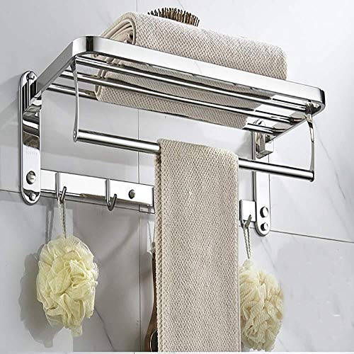 OMOONS Bathroom Shelf Punch-Free Stainless Steel Frame Towel Rack Toiletries Shelf Placement Cosmetic Storage Rack Optional Specifications Bathroom Shelf/49 * 24 * 18Cm