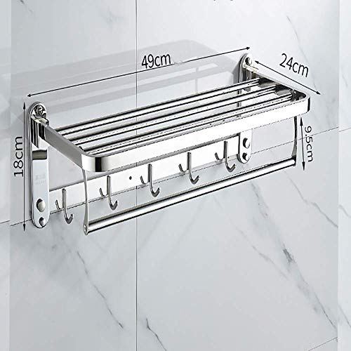 OMOONS Bathroom Shelf Punch-Free Stainless Steel Frame Towel Rack Toiletries Shelf Placement Cosmetic Storage Rack Optional Specifications Bathroom Shelf/49 * 24 * 18Cm