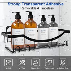 FANTINEE 4 Pack Shower Shelf for Inside Shower,Shower Caddy Basket Shelf with Soap Holder and Toothbrush Holder,Shower Wall Shelves for Bathroom Shower Storage Organizer Black