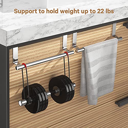 Mosuch Stainless Steel Over Door Towel Rack Bar Holders for Universal Fit on Over Cabinet Cupboard Doors 2 Pack