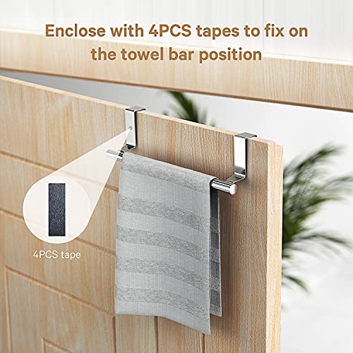 Mosuch Stainless Steel Over Door Towel Rack Bar Holders for Universal Fit on Over Cabinet Cupboard Doors 2 Pack