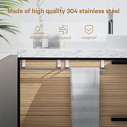 Mosuch Stainless Steel Over Door Towel Rack Bar Holders for Universal Fit on Over Cabinet Cupboard Doors 2 Pack