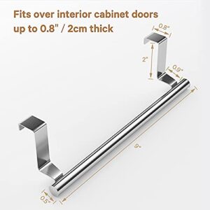 Mosuch Stainless Steel Over Door Towel Rack Bar Holders for Universal Fit on Over Cabinet Cupboard Doors 2 Pack