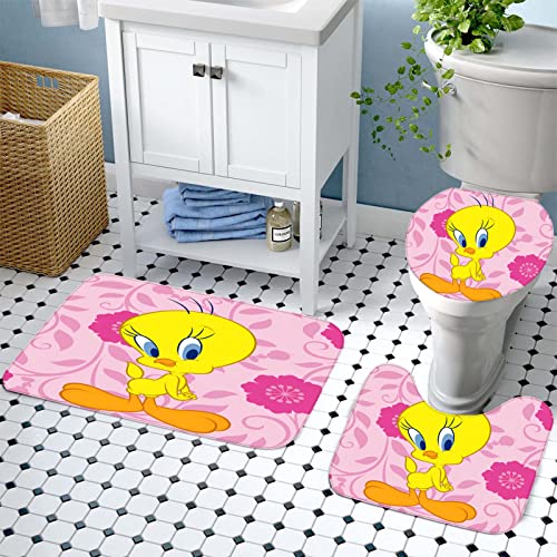 4PCS Anime Shower Curtain Set Accessories with Kawaii Bird Shower Curtains Non-Slip Rugs for Women,Toilet Lid Cover and Bath Mat 12 Hooks,Funny Cartoon Bathroom Decor,Gifts for Boys Girls 72 x 72 inch