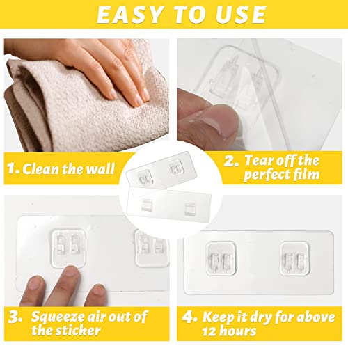 NHYAMX 8 Pack Shower Caddy Adhesive Replacement Sticker,Replacement Adhesive Sticker Hook,Adhesive Pads Hooks for Shower Caddy for Flat Wire, No Drilling Bath Transparent Adhesive Pad