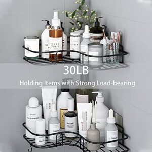 Shower Caddy Corner Shelf Organizer 2 PACK With 8 Pack Powerful Adhesive Hooks Wall Mounted Rust Proof Shower Rack No Drilling Corner Shower Shelf For Bathroom Storage Bathtub Accessories Black…