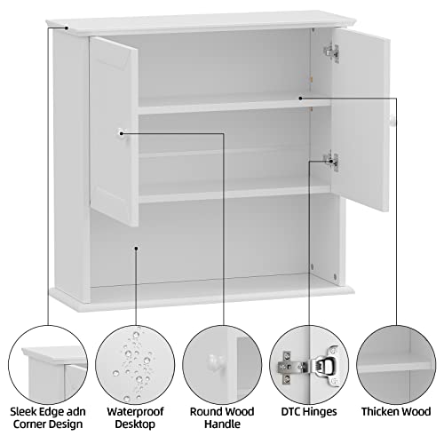 Visionwards Bathroom Storage Cabinet, Medicine Cabinets, Wall Shelf White, Bathroom Organizer Cabinet Wall Mounted Easy Assemble 22.8x23.6”