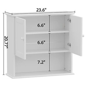 Visionwards Bathroom Storage Cabinet, Medicine Cabinets, Wall Shelf White, Bathroom Organizer Cabinet Wall Mounted Easy Assemble 22.8x23.6”