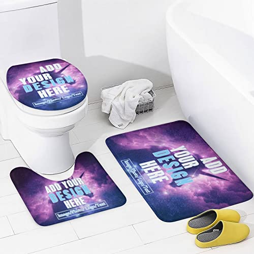 Mfiwrky Custom Shower Curtain Set, Personalized Shower Curtain 72 x 72 Inch Add Your Photo Text Logo Bathroom Set 4Pcs, Customized Shower Curtain Sets with Rugs 4Pcs Gifts for Boys Girls Men Women