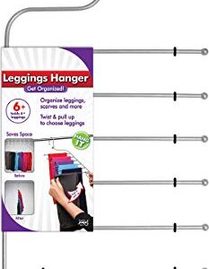 Jokari Set of 2 Non Slip 6 in 1 Space Saving Hangers for Leggings, Pants, Scarves and More. Maximize Storage, Hang Six Pairs Of Slacks, Jeans and Any Material Workout or Yoga Pants, and Won't Slip Off