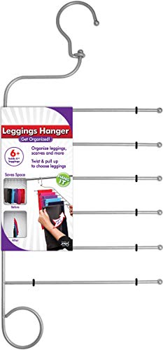 Jokari Set of 2 Non Slip 6 in 1 Space Saving Hangers for Leggings, Pants, Scarves and More. Maximize Storage, Hang Six Pairs Of Slacks, Jeans and Any Material Workout or Yoga Pants, and Won't Slip Off