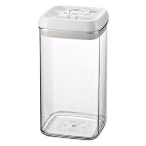 felli flip tite acrylic 5" x 9" food storage square canister, 81 oz. (1)