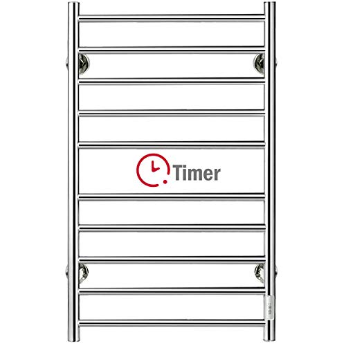 JSLOVE Towel Warmer Wall Mounted Heated Towel Racks for Bathroom, Stainless Steel Hot Towel Rack with Timer (Silver-10 Bars)