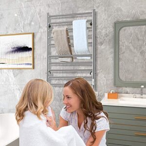 JSLOVE Towel Warmer Wall Mounted Heated Towel Racks for Bathroom, Stainless Steel Hot Towel Rack with Timer (Silver-10 Bars)