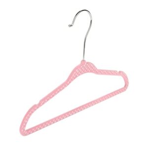 Pink Polka Dot Velvet Clothes Hangers for Baby Nursery and Kids Closet, Ultra Thin, Nonslip (11 Inches, 50 Pack)