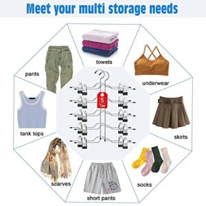 24 Pack Magic Space Saving Hangers+2 Pack Skirt Hangers Stainless Steel Multifunctional Clothes Pant Rack Dorm Room Essentials Closet Hanger Organizer for Pants Jeans Trousers Skirts