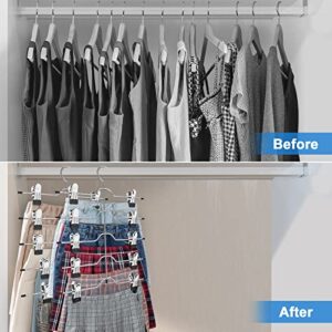 24 Pack Magic Space Saving Hangers+2 Pack Skirt Hangers Stainless Steel Multifunctional Clothes Pant Rack Dorm Room Essentials Closet Hanger Organizer for Pants Jeans Trousers Skirts