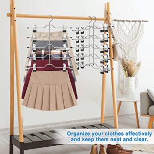 24 Pack Magic Space Saving Hangers+2 Pack Skirt Hangers Stainless Steel Multifunctional Clothes Pant Rack Dorm Room Essentials Closet Hanger Organizer for Pants Jeans Trousers Skirts