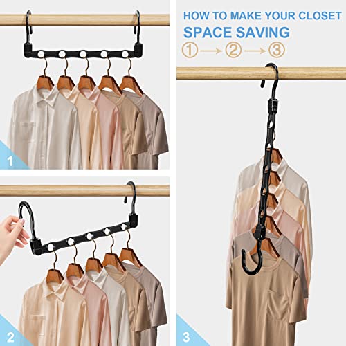 24 Pack Magic Space Saving Hangers+2 Pack Skirt Hangers Stainless Steel Multifunctional Clothes Pant Rack Dorm Room Essentials Closet Hanger Organizer for Pants Jeans Trousers Skirts