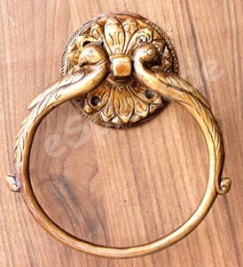 esplanade 7.5" inches - brass hand towel hanger holder | hand towel hanger holder | towel holder for bathroom in twin peacock design