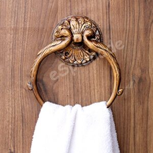 Esplanade 7.5" Inches - Brass Hand Towel Hanger Holder | Hand Towel Hanger Holder | Towel Holder for Bathroom in Twin Peacock Design