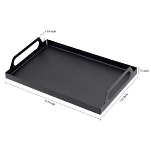 JPCRAFT Metal Tray Organizer with Handles for Bathroom Storage Kitchen Coffee Cups, Black, 11.8 by 7.8-inch