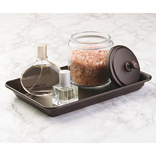 iDesign Metal Vanity Tray, Non-Slip Guest Towel Board for Cosmetics,Makeup,Jewelry,Keys,Bathroom,Kitchen,Office,Craft Room,Countertops,Closets Storage Organization, 6.5" x 10" x 1", Clear and Bronze