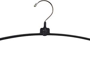 Black Rubberized Ultra-Thin Metal Hangers, Space Saving Arched Top Hangers with Vinyl Non-Slip Coating & Chrome Hook (Set of 100) by The Great American Hanger Company