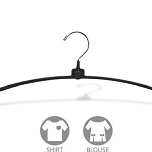 Black Rubberized Ultra-Thin Metal Hangers, Space Saving Arched Top Hangers with Vinyl Non-Slip Coating & Chrome Hook (Set of 100) by The Great American Hanger Company