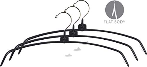 Black Rubberized Ultra-Thin Metal Hangers, Space Saving Arched Top Hangers with Vinyl Non-Slip Coating & Chrome Hook (Set of 100) by The Great American Hanger Company