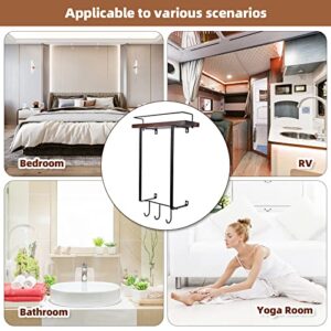 Towel Rack Wall Mounted for Bathroom Decor, Metal Towel Holders with Wooden Shelf and 3 Hooks, for Large Rolled Towels, Hand Towels, Washcloths, Towel Storage, for RV, Small Bathroom Organizer