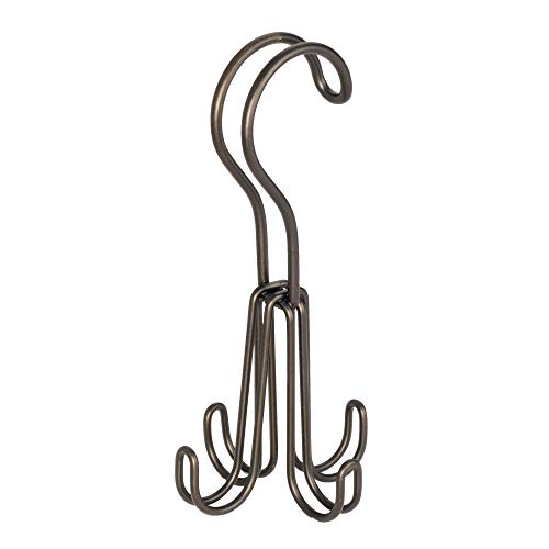 iDesign Classico Metal Over the Rod Hooks, Closet Accessory Organizer for Ties, Belts, Scarves, Handbags, Jewelry, 2.8" x 2.8" x 6.5", Bronze